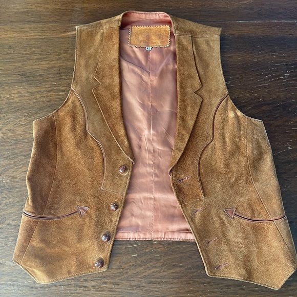 Jackets & Coats | Vintage Brown Suede Leather Vest Made In Colorado ...